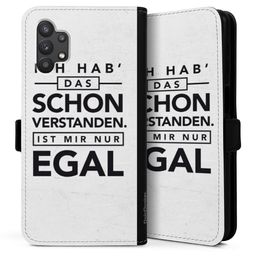 DeinDesign Galaxy A32 5G Handy Klapph&uuml;lle Handyh&uuml;lle aus Kunst Leder schwarz Flip Case Spruch Sayings Statement Sideflip mit langer Lasche