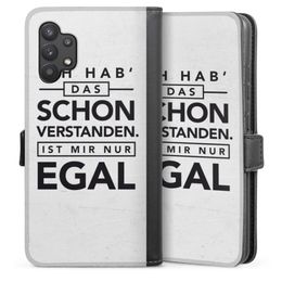 DeinDesign Galaxy A32 4G Handy Klapph&uuml;lle Handyh&uuml;lle aus Kunst Leder schwarz Flip Case Spruch Sayings Statement Sideflip mit Lasche