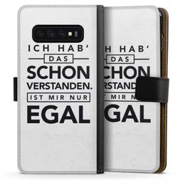 DeinDesign Galaxy S10 Handy Klapph&uuml;lle Handyh&uuml;lle aus Kunst Leder schwarz Flip Case Spruch Sayings Statement Sideflip mit Lasche