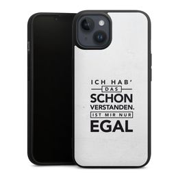 DeinDesign iPhone 14 Plus Handy Premium Silikon H&uuml;lle Handyh&uuml;lle schwarz Case Spruch Sayings Statement Silikon Premium Case
