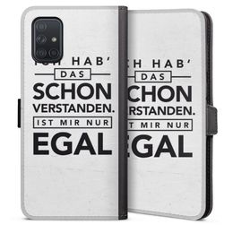 DeinDesign Galaxy A71 Handy Klapph&uuml;lle Handyh&uuml;lle aus Kunst Leder schwarz Flip Case Spruch Sayings Statement Sideflip mit Lasche