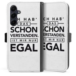 DeinDesign Galaxy A55 5G Handy Klapph&uuml;lle Handyh&uuml;lle aus Kunst Leder schwarz Flip Case Spruch Sayings Statement Sideflip mit Lasche