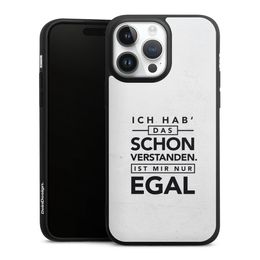 DeinDesign iPhone 14 Pro Max Handy Premium Silikon H&uuml;lle Handyh&uuml;lle schwarz Case Spruch Sayings Statement Silikon Premium Case