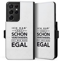 DeinDesign Galaxy S21 Ultra 5G Handy Klapph&uuml;lle Handyh&uuml;lle aus Kunst Leder schwarz Flip Case Spruch Sayings Statement Sideflip mit Lasche