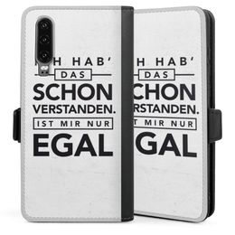 DeinDesign Huawei P30 Handy Klapph&uuml;lle Handyh&uuml;lle aus Kunst Leder schwarz Flip Case Spruch Sayings Statement Sideflip mit langer Lasche