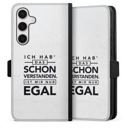 DeinDesign Galaxy S24+ Handy Klapph&uuml;lle Handyh&uuml;lle aus Kunst Leder schwarz Flip Case Spruch Sayings Statement Sideflip mit Lasche