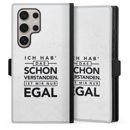 DeinDesign Galaxy S24 Ultra Handy Klapph&uuml;lle Handyh&uuml;lle aus Kunst Leder schwarz Flip Case Spruch Sayings Statement Sideflip mit Lasche