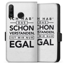 DeinDesign Huawei P30 Lite Handy Klapph&uuml;lle Handyh&uuml;lle aus Kunst Leder schwarz Flip Case Spruch Sayings Statement Sideflip mit Lasche