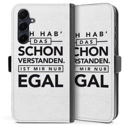 DeinDesign Galaxy A35 5G Handy Klapph&uuml;lle Handyh&uuml;lle aus Kunst Leder schwarz Flip Case Spruch Sayings Statement Sideflip mit Lasche