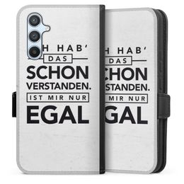 DeinDesign Galaxy A54 5G Handy Klapph&uuml;lle Handyh&uuml;lle aus Kunst Leder schwarz Flip Case Spruch Sayings Statement Sideflip mit Lasche
