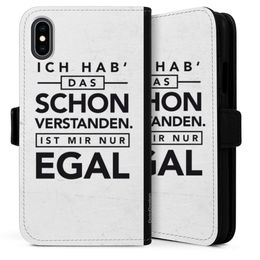 DeinDesign iPhone X Handy Klapph&uuml;lle Handyh&uuml;lle aus Kunst Leder schwarz Flip Case Spruch Sayings Statement Sideflip mit langer Lasche