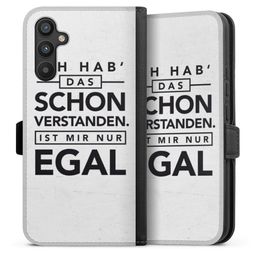 DeinDesign Galaxy A34 5G Handy Klapph&uuml;lle Handyh&uuml;lle aus Kunst Leder schwarz Flip Case Spruch Sayings Statement Sideflip mit Lasche