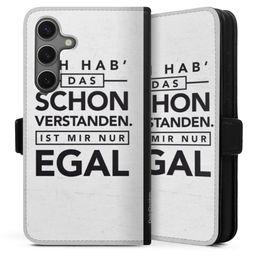 DeinDesign Galaxy S25 Handy Klapph&uuml;lle Handyh&uuml;lle aus Kunst Leder schwarz Flip Case Spruch Sayings Statement Sideflip mit Lasche
