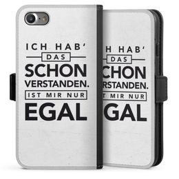 DeinDesign iPhone SE (2020) Handy Klapph&uuml;lle Handyh&uuml;lle aus Kunst Leder schwarz Flip Case Spruch Sayings Statement Sideflip mit Lasche