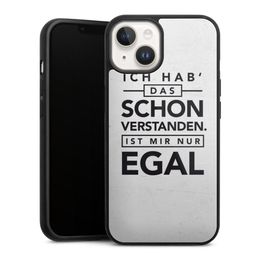 DeinDesign iPhone 14 Handy Gallery Case Handyh&uuml;lle 9H Geh&auml;rtetes Glas R&uuml;ckseite H&uuml;lle Spruch Sayings Statement Gallery Case