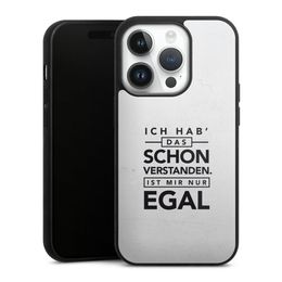DeinDesign iPhone 14 Pro Handy Gallery Case Handyh&uuml;lle 9H Geh&auml;rtetes Glas R&uuml;ckseite H&uuml;lle Spruch Sayings Statement Gallery Case