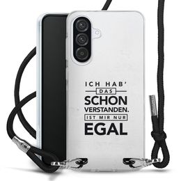 DeinDesign Galaxy A56 5G Handy Carry Case H&uuml;lle mit Band Handykette zum Umh&auml;ngen schwarz Spruch Sayings Statement Carry Case