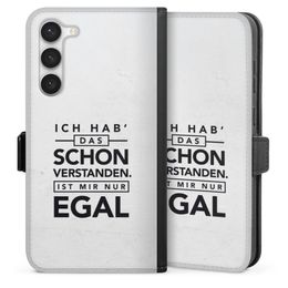 DeinDesign Galaxy S23+ Handy Klapph&uuml;lle Handyh&uuml;lle aus Kunst Leder schwarz Flip Case Spruch Sayings Statement Sideflip mit Lasche