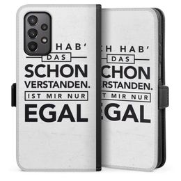 DeinDesign Galaxy A23 5G Handy Klapph&uuml;lle Handyh&uuml;lle aus Kunst Leder schwarz Flip Case Spruch Sayings Statement Sideflip mit Lasche