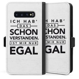 DeinDesign Galaxy S10 Plus Handy Klapph&uuml;lle Handyh&uuml;lle aus Kunst Leder schwarz Flip Case Spruch Sayings Statement Sideflip mit Lasche
