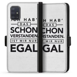 DeinDesign Galaxy A51 Handy Klapph&uuml;lle Handyh&uuml;lle aus Kunst Leder schwarz Flip Case Spruch Sayings Statement Sideflip mit Lasche