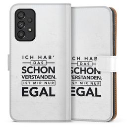 DeinDesign Galaxy A33 5G Handy Klapph&uuml;lle Handyh&uuml;lle aus Kunst Leder wei&szlig; Flip Case Spruch Sayings Statement Sideflip mit Lasche