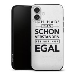 DeinDesign iPhone 16 Plus Handy Premium Silikon H&uuml;lle Handyh&uuml;lle schwarz Case Spruch Sayings Statement Silikon Premium Case