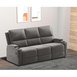 3-Sitzer Home Affaire, B:207cm H:105cm T:94cmgrau, Polyester 40% / Polyurethane 60%, Sofas, "Napori", Kinosofa mit 2 x Relaxfunktion und