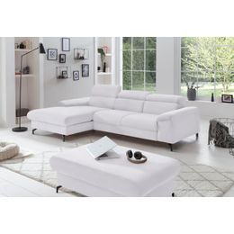Ecksofa COTTA "Kitty L-Form, B: 242 cm", wei&szlig;, B:244cm H:72cm T:166cm, Microfaser (100% Polyester);Flachgewebe (100% Polyester), Sofas, Ecksofa, mit Kopfteilverstellung, optional Bettfunktion & Bettkasten