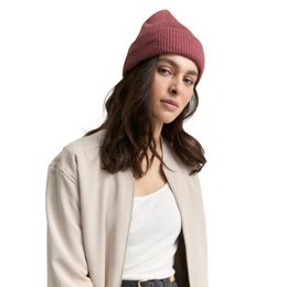 Beanie Tom Tailor, Damen, deeply mauve melange, Strick, Materialmix, meliert, Mützen Beanie, mit Rippstruktur