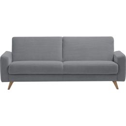 3-Sitzer exxpo - SOFA FASHION "Samso, elegant und bequem, aktueller Cord Bezug, Kippcouch", grau, B:222cm H:89cm T:93cm, 100% PES, Sofas, hochwertige Verarbeitung, Schlafsofa inkl. Bettfunktion und Bettkasten