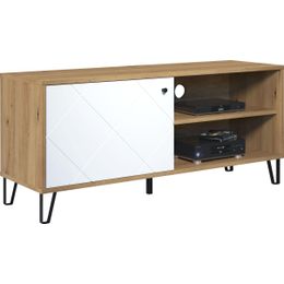 Lowboard Places of Style "Tarragona TV-Kommode", weiß (artisan eiche melamin, weiß matt), B:123cm H:56cm T:40cm, Sideboards, TV-Sideboard, TV-Unterteil mit 1 Tür & 2 Fächern - (B/T/H) 123/40/56 cm
