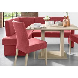 Eckbank Home Affaire "Umag", orange (terra), B:190cm H:89cm T:140cm, Holzwerkstoff, Massivholz, Polyester, Sitzbänke, Sitz und Rücken gepolstert, verschiedene Qualitäten