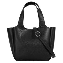 Henkeltasche CLUTY, Damen, Gr. B/H/T: 30cm x 19cm x 12cm onesize, schwarz, Leder, leicht glänzend, unifarben, Taschen
