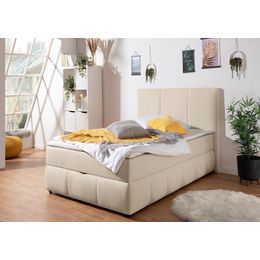 Boxbett Inosign "Hartley inkl. Bettkasten und Topper, auch in Überlänge erhältlich", beige, B:102cm L:210cm, Komplettbetten, wahlweise mit Bonnell- oder TTFK-Matratze in H2, H3 o. H4 erhältlich