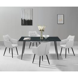 Esstisch Home Affaire "Turah, TOPSELLER, OTTOs Choice", schwarz, B:160cm H:76cm T:80cm, Tische, mit Glasplatte in Holzoptik, zeitloses Design, pflegeleicht