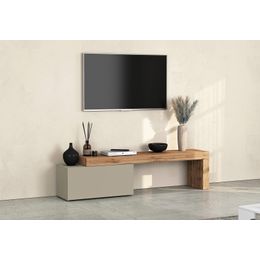 Lowboard Inosign "Chronos TV-Board, TV-Schrank", braun (taube, eiche wotan), B:220cm H:51cm T:40cm, Sideboards, Lowboard, Breite 220 cm TV-Board,Lowboard,1 Klappe und ein L-F&ouml;rmiger Aufsatz