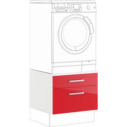 Waschmaschinenumbauschrank IMPULS K&Uuml;CHEN ""Turin", Breite/H&ouml;he: 60/43,5 cm, mit Soft-Close", rot (rot hochglanz), B:60cm H:43,5cm T:57,6cm, Holzwerkstoff, Schr&auml;nke, mit Schubkasten, mit Auszug, mit Auflagen f&uuml;r W&auml;schekorb