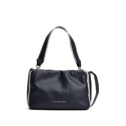 Schultertasche Tommy Hilfiger "TH SOFT SUMMER MINI BUCKET", Damen, Gr. B/H/T: 27cm x 16cm x 8cm, dunkelblau, Lederimitat, Textil, unifarben, Taschen, Damen Umhängetasche, Minibag, Clutch mit abnehmbarem Umhängeriemen
