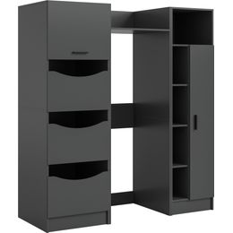Badm&ouml;bel-Set Welltime "FALAS, TOPSELLER, 3-teilig, Hauswirtschaftsraum Set, Breite 176 cm", anthrazit nb, B:176cm H:195cm T:68cm, Spanplatte, Kastenm&ouml;bel-Sets, Badm&ouml;bel-Set, Kombination, Waschmaschinenumbau, Waschmaschinenschrank, W&auml;schekammer