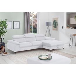 Ecksofa COTTA "Kitty L-Form, B: 242 cm", wei&szlig;, B:244cm H:72cm T:166cm, Microfaser (100% Polyester);Flachgewebe (100% Polyester), Sofas, Ecksofa, mit Kopfteilverstellung, optional Bettfunktion & Bettkasten