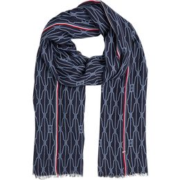Modeschal Tommy Hilfiger "ESSENTIAL FLAG SCARF", Damen, blau (space blau), Web, Kunstfaser, gemustert, mehrfarbig, Modetücher