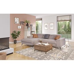 Ecksofa COTTA "Kitty L-Form, B: 242 cm", grau (stone), B:244cm H:72cm T:166cm, 100% Polyester, Sofas, Ecksofa, mit Kopfteilverstellung, optional Bettfunktion & Bettkasten