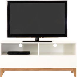 TV-Board WOODMAN "Elinee", weiß (weiß, natur), B:120cm H:55cm T:48cm, Sideboards, Breite 120 cm, im angesagten skandinavischen Look, FSC