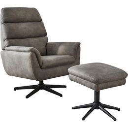 Jockenhöfer Relaxsessel, B:77cm H:101cm T:90cmtaupe, JOCKENHÖFER GRUPPE, Wohnzimmer, Sessel, "Valetta", inklusive Hocker, 360 Drehfunktion, TFK-Polsterung