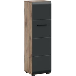 Stauraumschrank Inosign, nox oak nb, schwarz matt, B:30cm H:106cm T:30cm, MDF, Spanplatte, Schränke, Florenz, Badschrank Nox Oak NB, 106 cm hoch, 4 Fächer