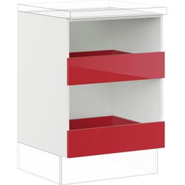 Unterschrank IMPULS KÜCHEN ""Turin", Breite/Höhe: 60/72,3 cm, mit Soft-Close", rot (rot hochglanz), B:60cm H:72,3cm T:57,9cm, Holzwerkstoff, Schränke, vormontiert, mit Schubkästen