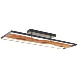Brilliant LED Deckenleuchte "Chaumont", schwarz (schwarz, holz), H: 13cm, 1 Stk., Leuchten, LED Deckenlampe, 100x14x30 cm, 6600 lm 3000 K, Metall/Holz/Kunststoff