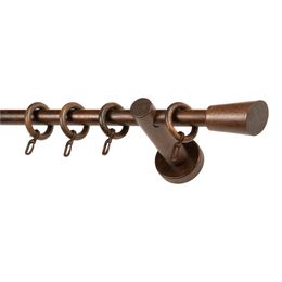 Gardinenstange Garesa "CLASSICO MOLIS", braun (nussbaumfarben), L:270cm, Gardinenstangen, Vorhanggarnitur, verl&auml;ngerbar, Wandmontage, Keil, mit Ringe und Haken