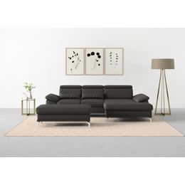 Sit & More Ecksofa SIT & MORE "Cabrio L-Form, B: 295 cm, mit Sitztiefen-, Arm- & Kopfteilverstellung", braun (mokka), B:295cm H:87cm T:180cm, Sofas, Ecksofa, 2 Nierenkissen, Federkern, optional Bettfunktion und Stauraum